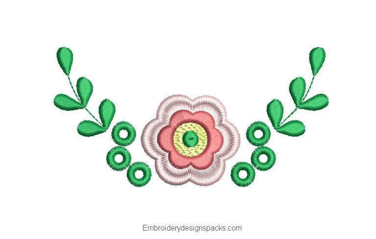 Design Embroidery of Flowers with Green Leaves - Embroidery Designs Packs