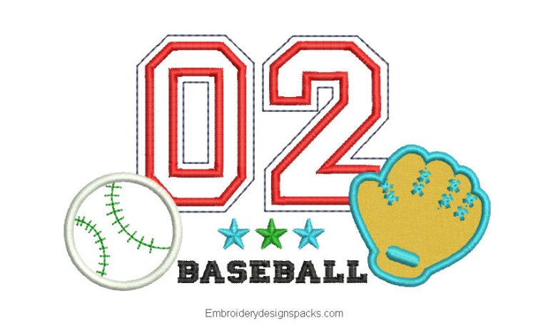 Embroidery Baseball Design with Application - Embroidery Designs Packs