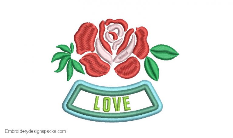 Embroidery Roses with Love letters - Embroidery Designs Packs
