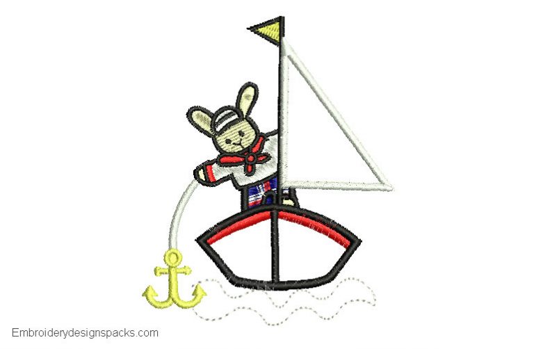 Download Embroidery of Boat with Application - Embroidery Designs Packs